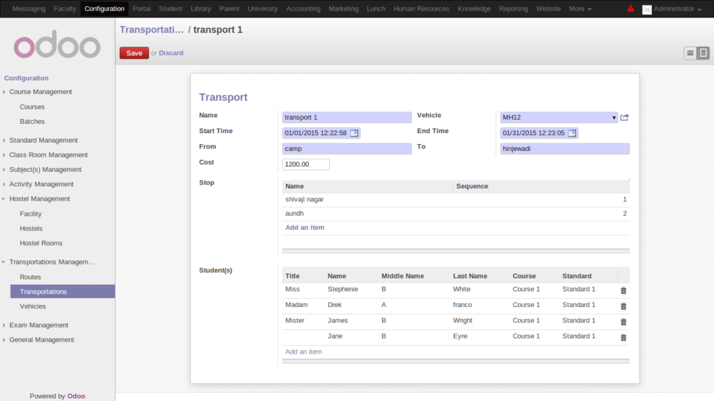 Odoo University Management System - Macrofix