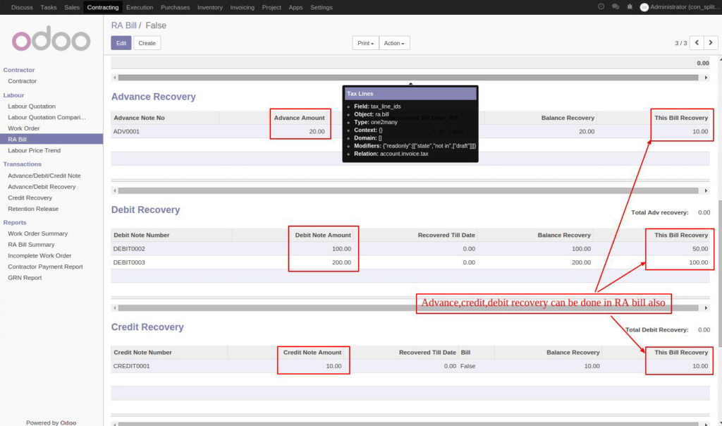 Odoo Contracting Transactions - Macrofix