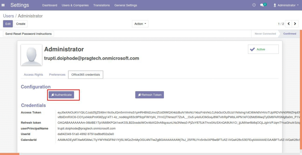 Odoo Project Task Microsoft Office 365 Calendar integration - Macrofix